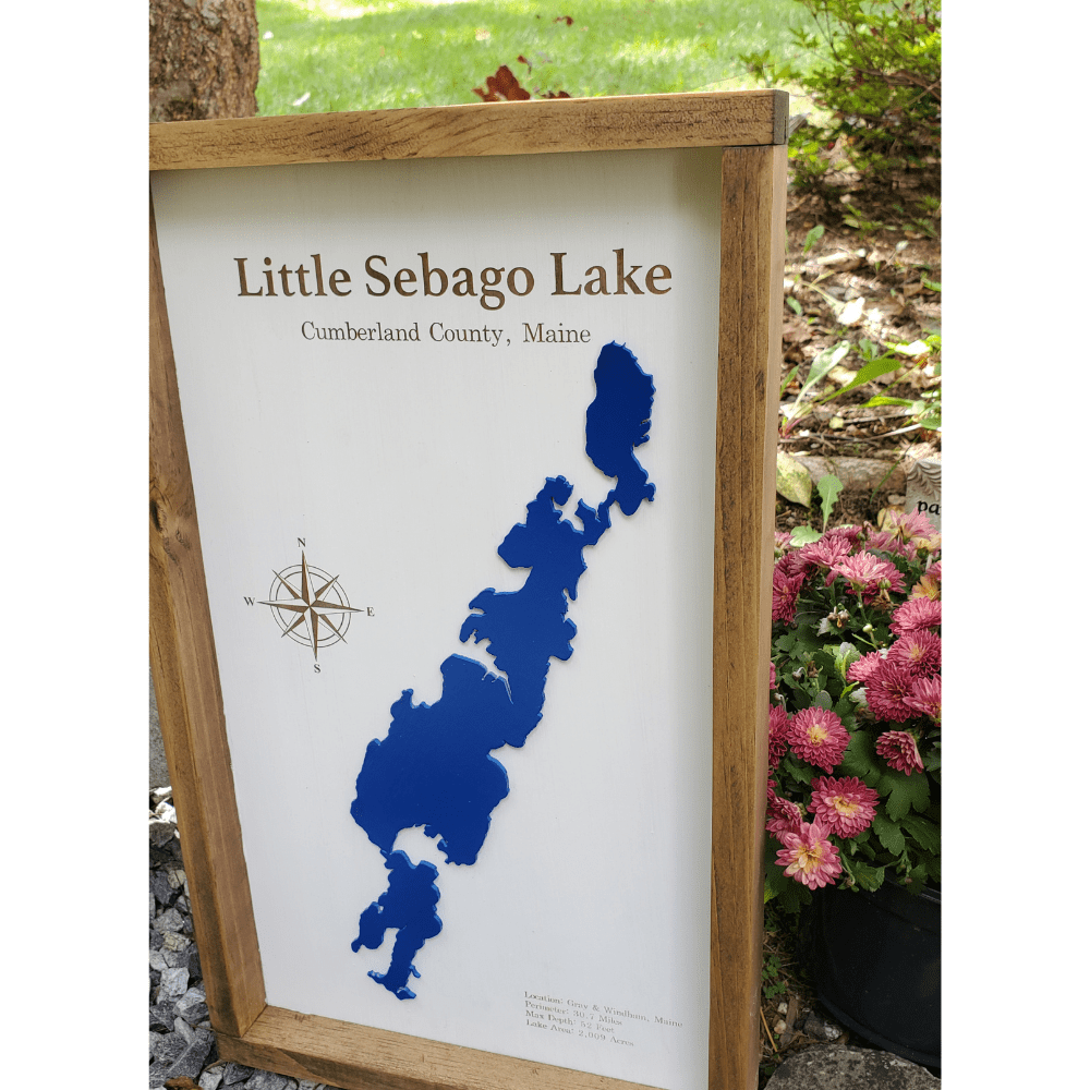 Little Sebago Lake Wood Sign, Laser Cut and Engraved