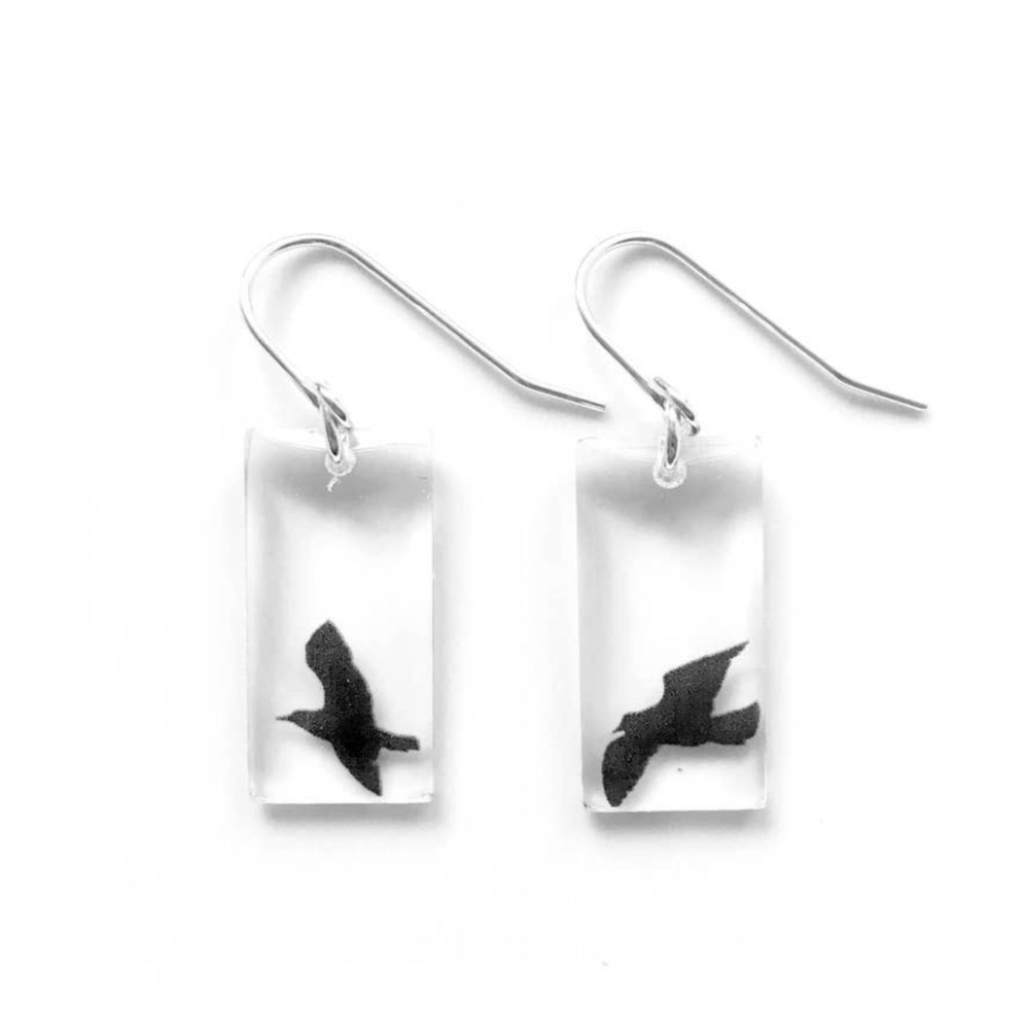Black Bird Earrings Sterling Silver